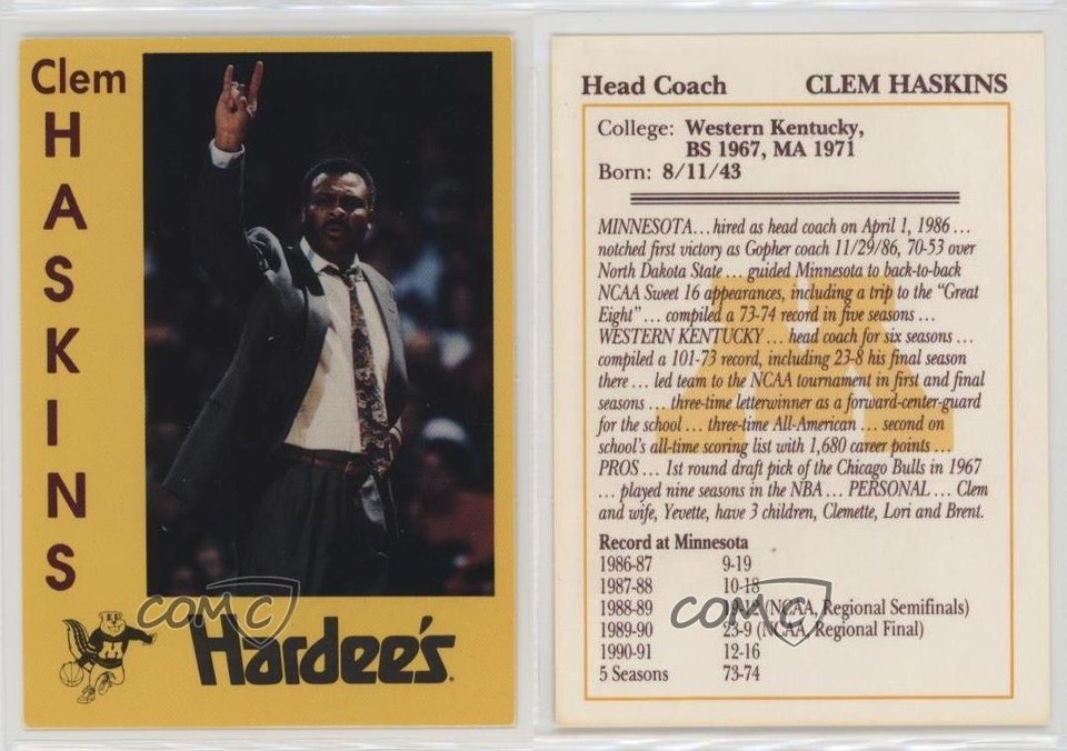 1991-92 Minnesota Golden Gophers Team Issue Clem Haskins 0q3 | eBay