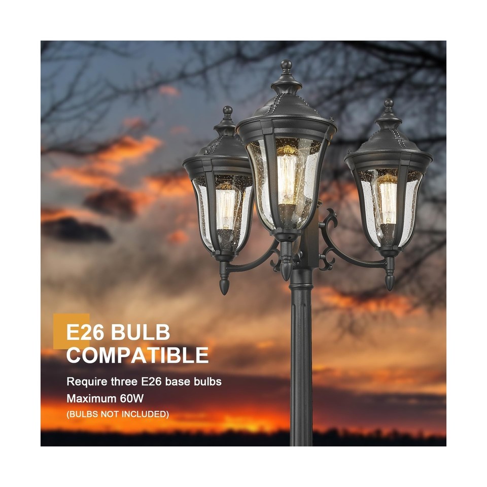 Lamp Post Lights 3-Head Outdoor Post Lights Lamp Posts Outdoor Lighting ...
