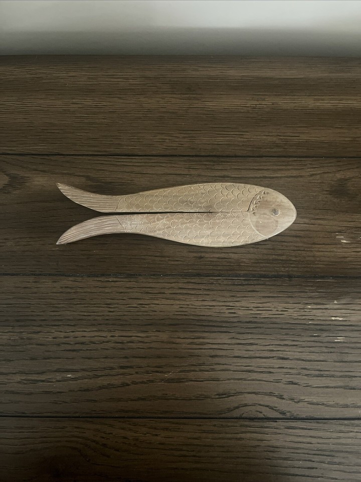 Vintage Folk Art Scandinavian Nut Cracker Hand Carved Wooden Fish ...