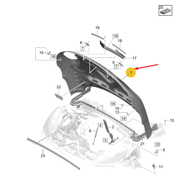 PORSCHE MACAN 95B BONNET FRONT COVER 95B823031LYGRV GENUINE for sale ...