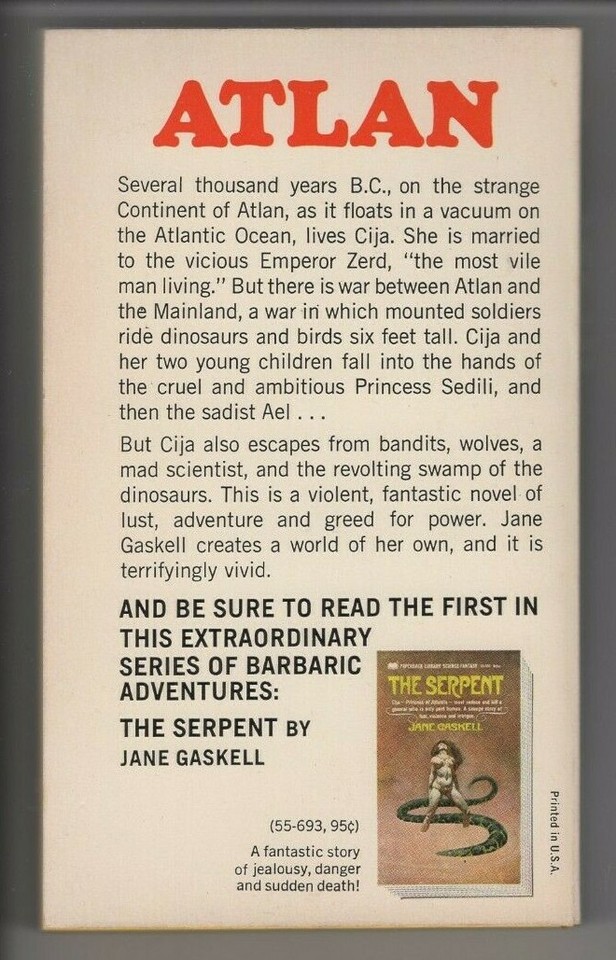 Atlan By Jane Gaskell Frazetta Cover (1968 1st print Paperback Library ...
