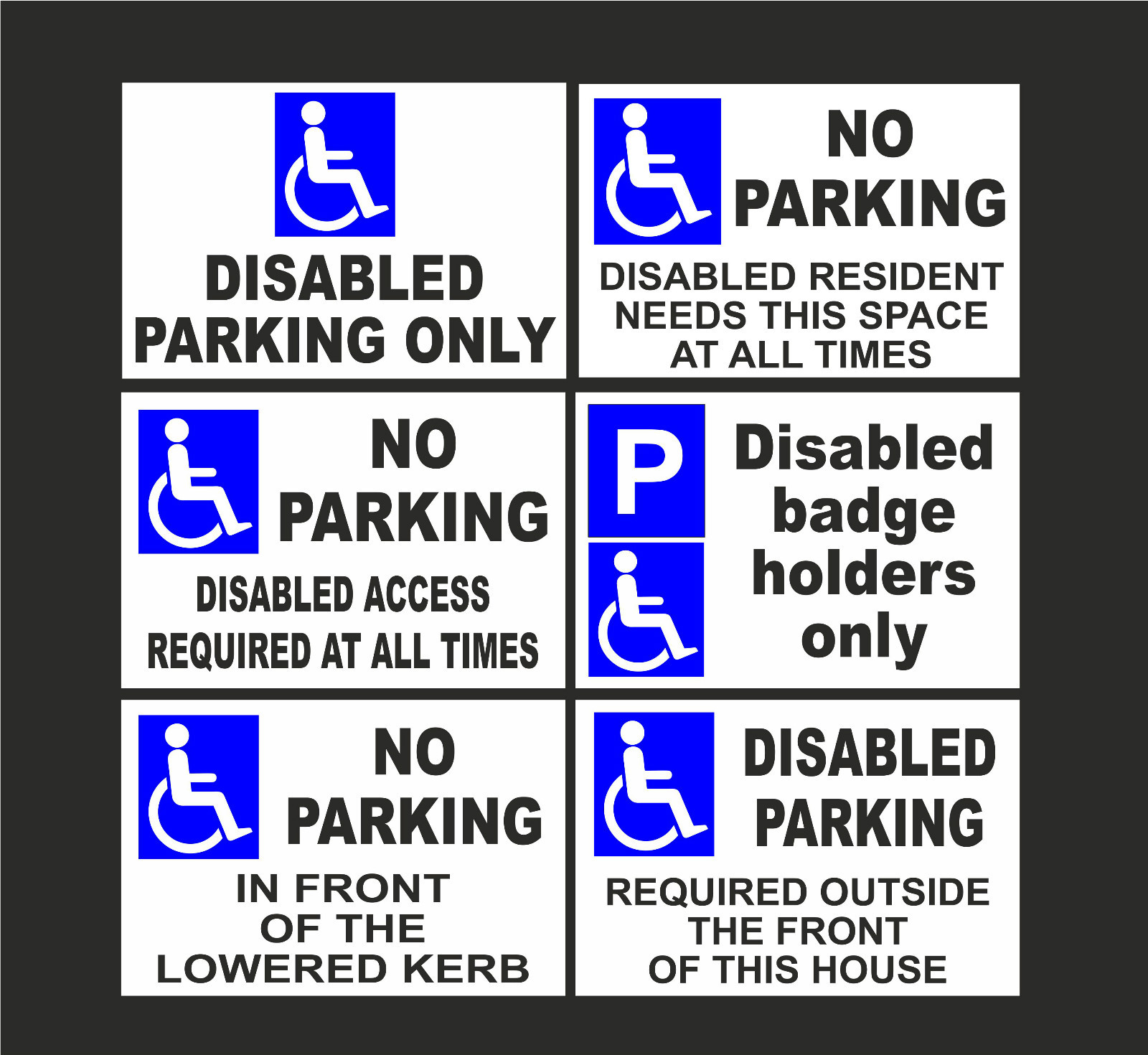DISABLED signs or stickers No Parking Badge Holders, Lowered Kerb ...