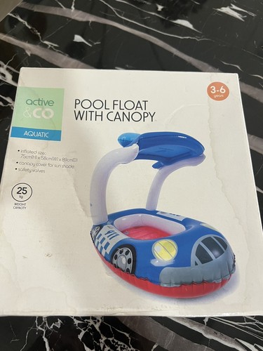 Toddler Pool Float With Canopy Car Shaped Inflatable Swimming Float ...