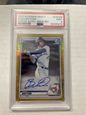 2020 Bowman Chrome ZACH BRITTON 1st Gold Refractor Auto RC Card /50 Pop ...