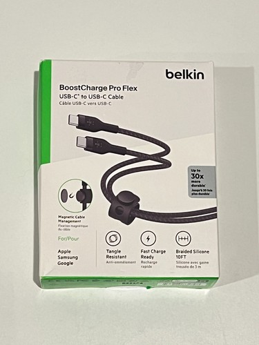 Belkin BoostCharge Pro Flex Braided USB-C to USB-C Cable 10 ft - Black ...