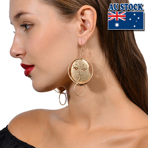 Fashion 18K Gold Plated Big Irregular Face Dangly Drop Earrings | eBay