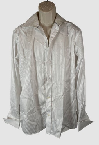 Eton Men's White Tonal Satin Striped Formal Dress Shirt Size 16/41 | eBay
