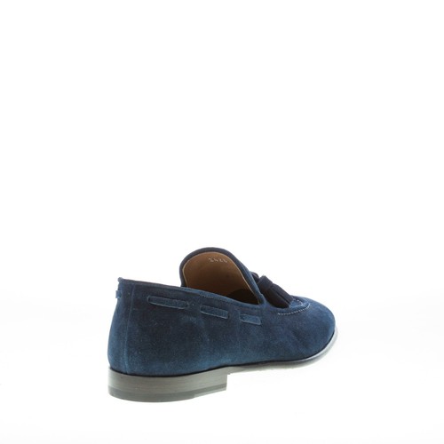MARINI men shoes Blue suede made in Italy almond toe loafer with ...