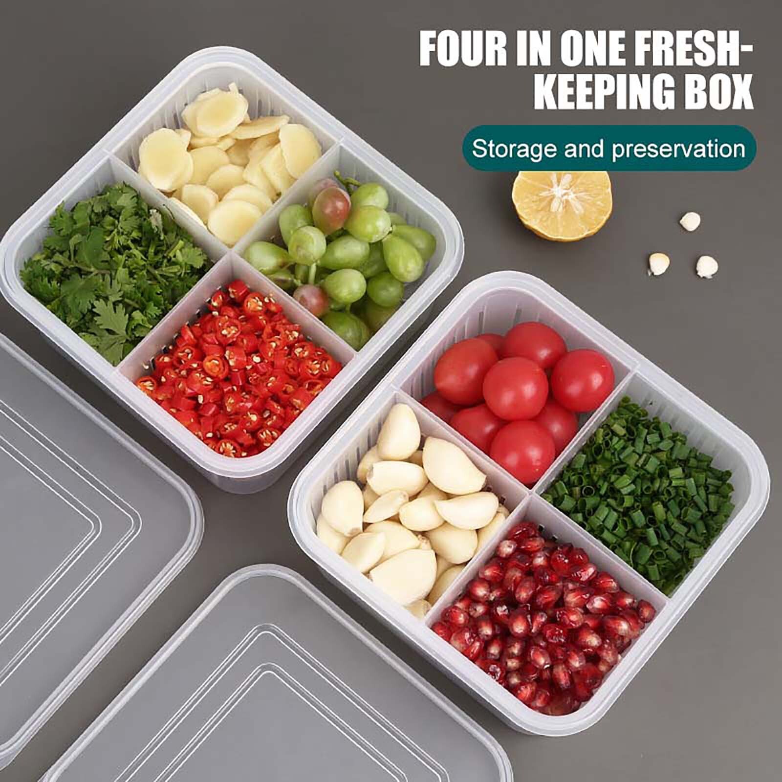Fridge Food Storage - Refrigerator Pantry Divided Container (Large Size ...