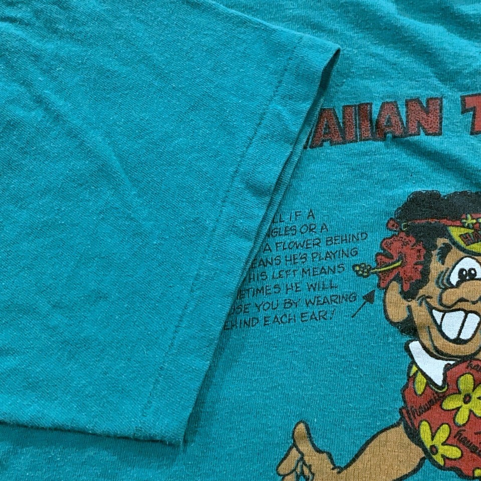 vintage 80s HAWAIIAN TENNIS PLAYER T-Shirt MEDIUM soft hawai beach surf ...