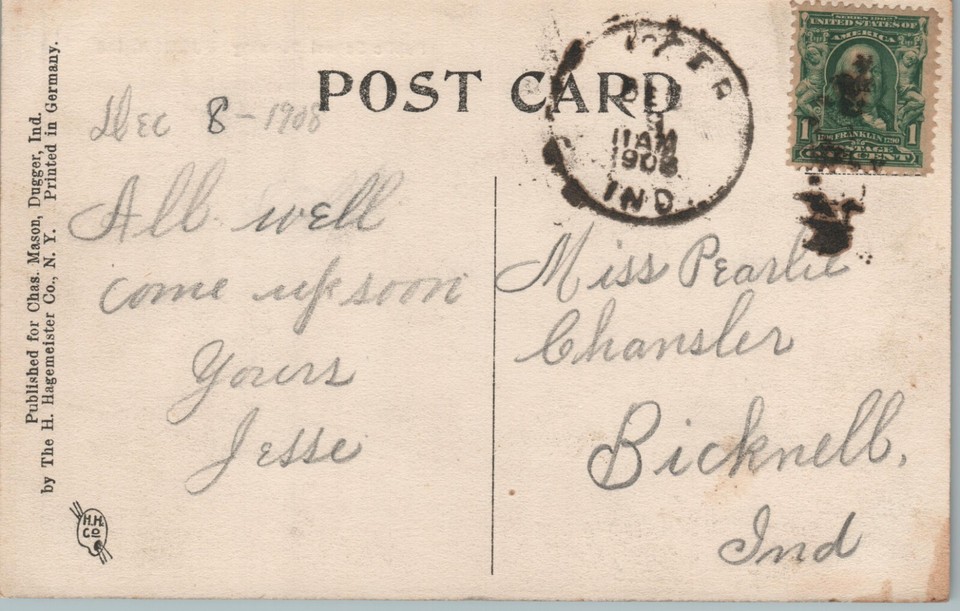 Dugger Indiana IN Public School Building Sullivan County 1908 Postcard ...