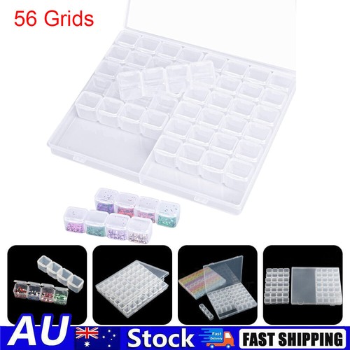 56 Grid Compartment Plastic Storage Box Jewelry Earring Craft Organiser ...