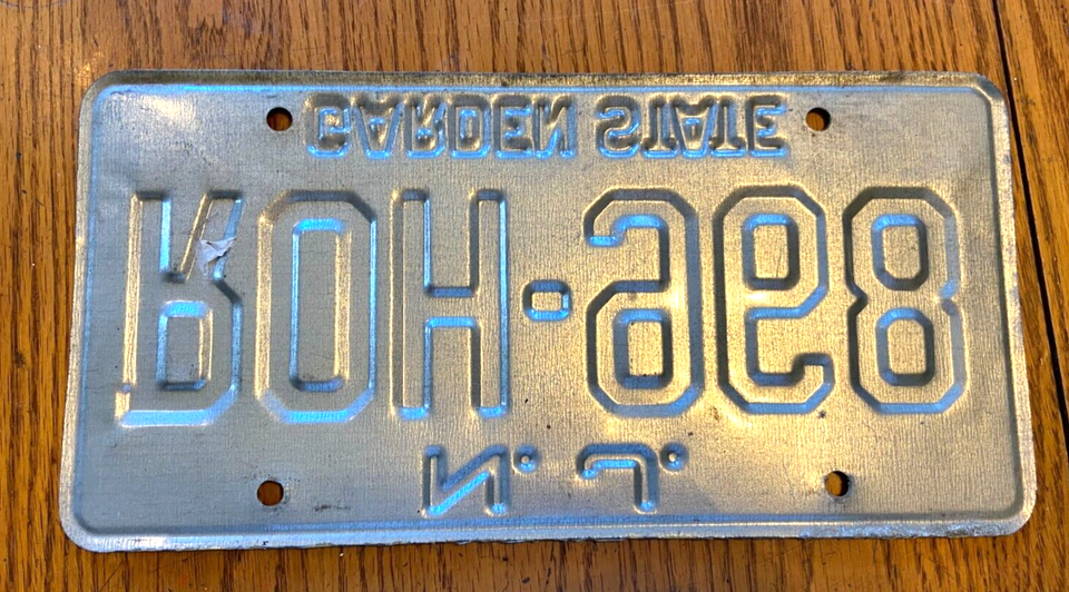 Vintage New Jersey Enameled Metal Black on Straw License Plate Garden ...