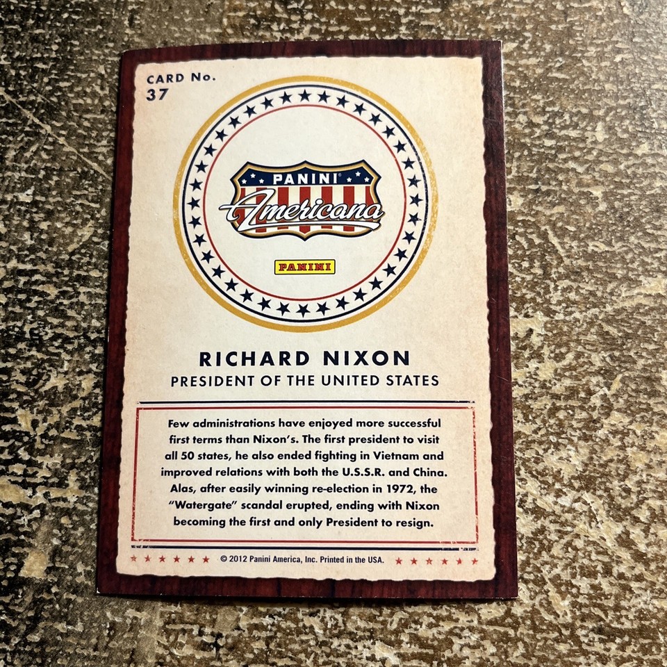 2012 Panini Americana RICHARD NIXON U.S. United States Presidents Card ...