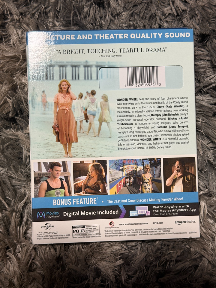 Wonder Wheel Blu-Ray DVD, 2018 Kate Winslet Justin Timberlake Woody ...