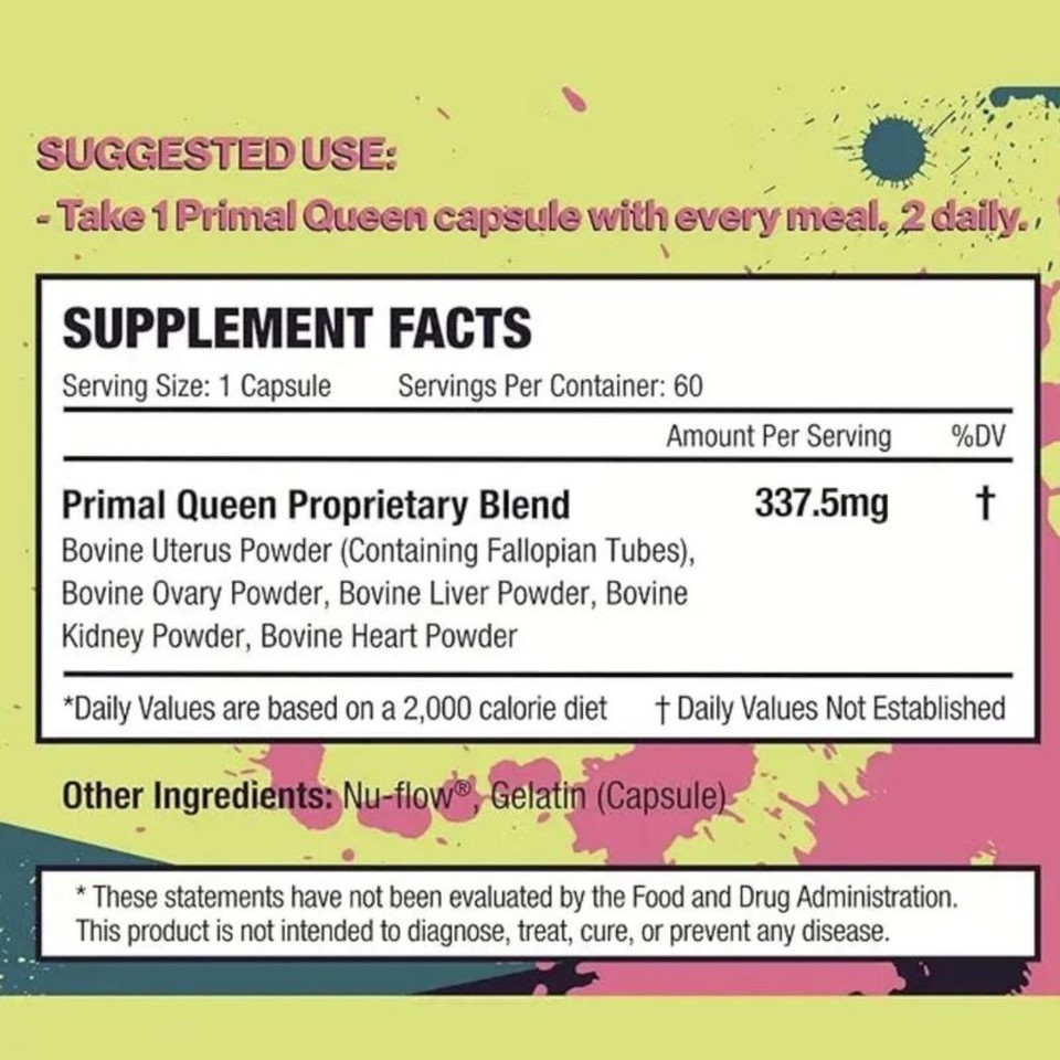 Daily Nutrient Support for Women ,Primal Queen Beef Organ Supplement ...