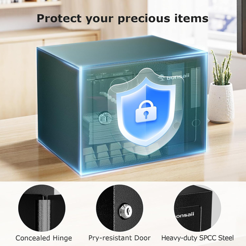 Safe Box Fireproof Waterproof Home Security Lock Box Small Safe With ...