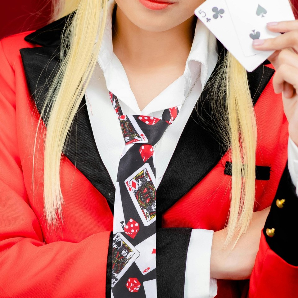 Tie with Cards Poker Costume Accessories Neck Ties Necktie Casual ...