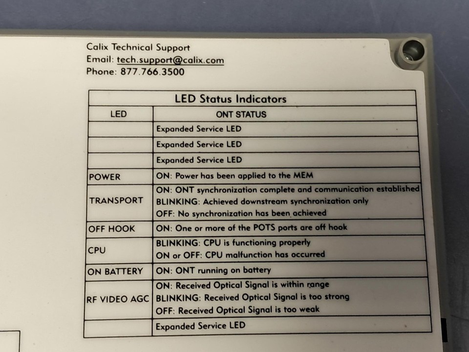 CALIX 100-01714 - 716GE ONT Optical Network Terminal Module - 400-00363 ...