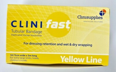Clinifast Tubular Bandage Wet & Dry Wrapping Yellow Line 10.75cm X 5M ...
