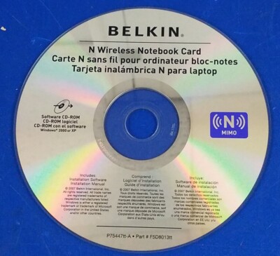 ⭐️⭐️⭐️⭐️⭐️ Software CD Belkin N Wireless Notebook Card | eBay