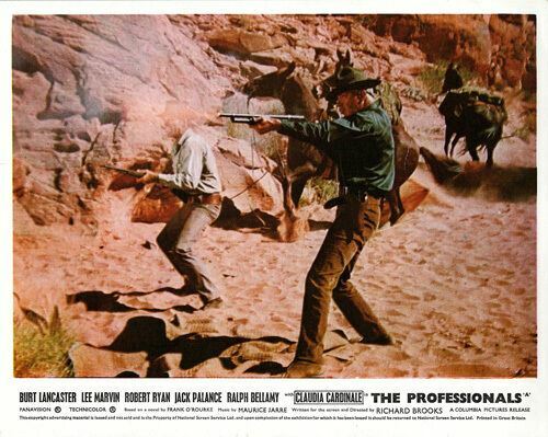 THE PROFESSIONALS ORIGINAL LOBBY CARD LEE MARVIN BURT LANCASTER FIRING ...