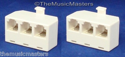 2X Modular TELEPHONE Line Cable Wall Outlet SPLITTER Triple Jack ...