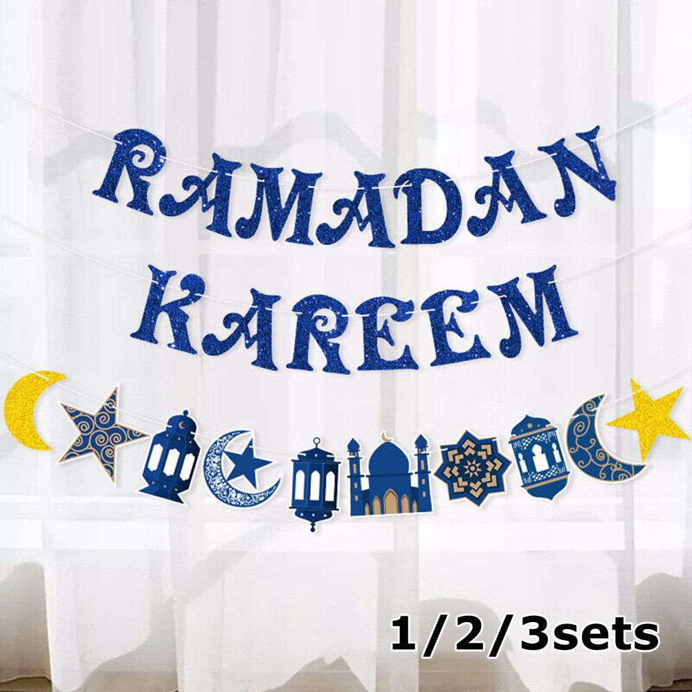 Ramadan Kareem Banner Eid Mubarak Decor Bunting Garlands Islamic Party ...
