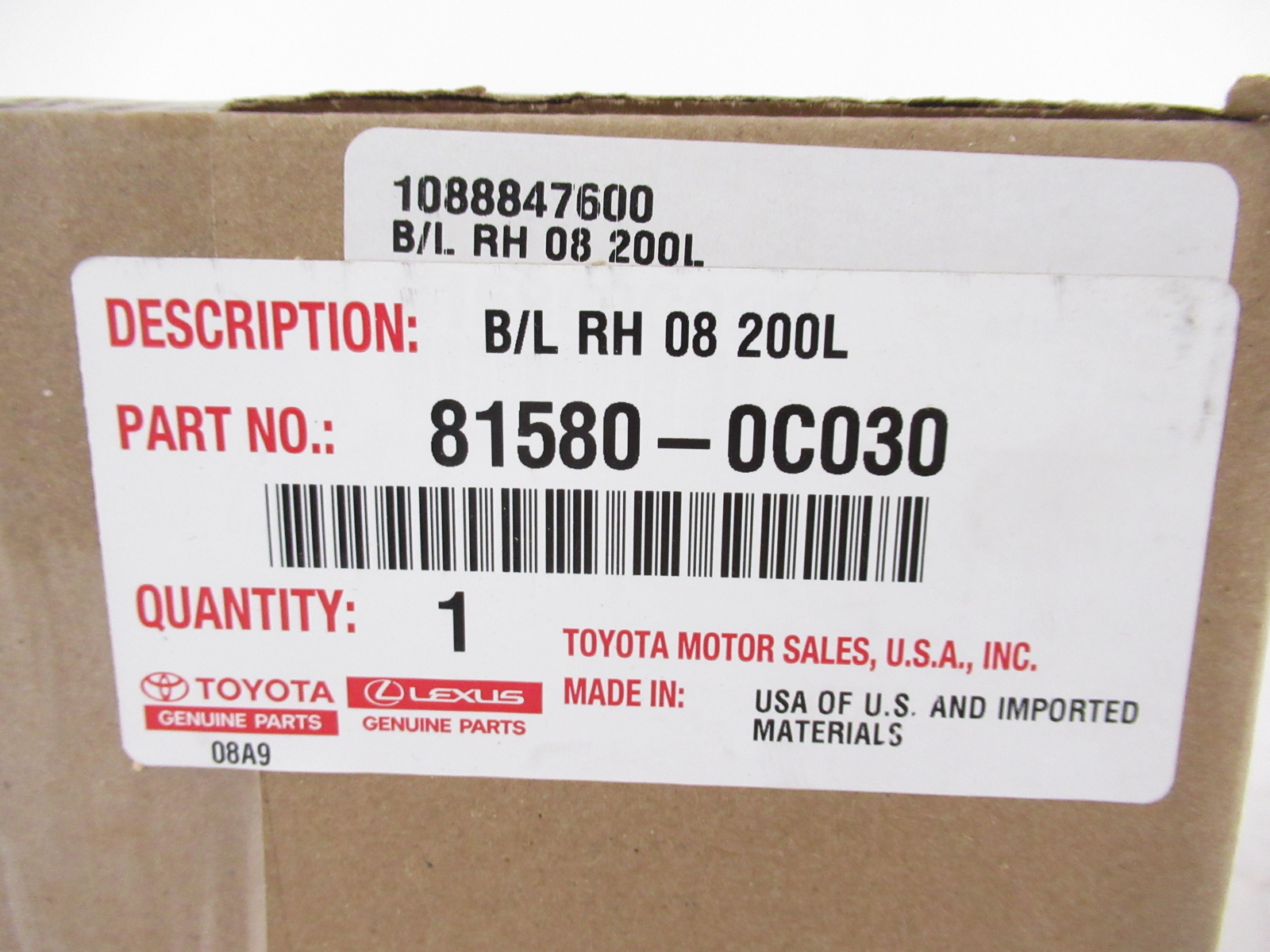 Genuine OEM Toyota 81580-0C030 Passenger Side Inner Tail Light Lamp ...