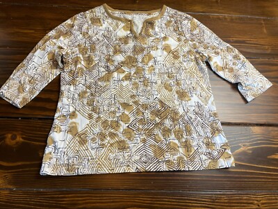 Studio Works Shirt, Women's Size Petite Medium, Brown White, Long ...