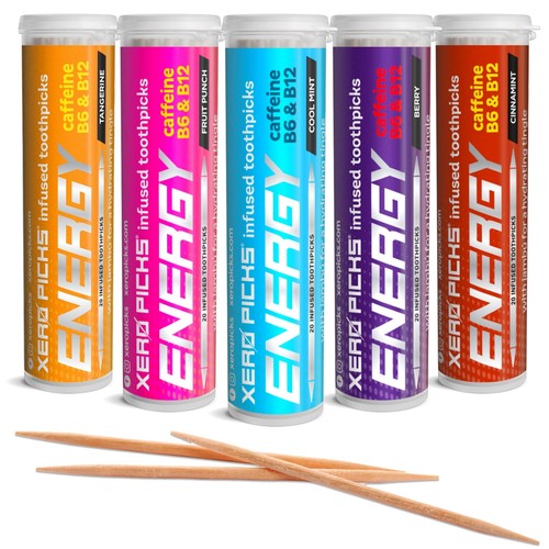Xero Picks Energy Infused Flavored Toothpicks with Caffeine B12 & B6 ...
