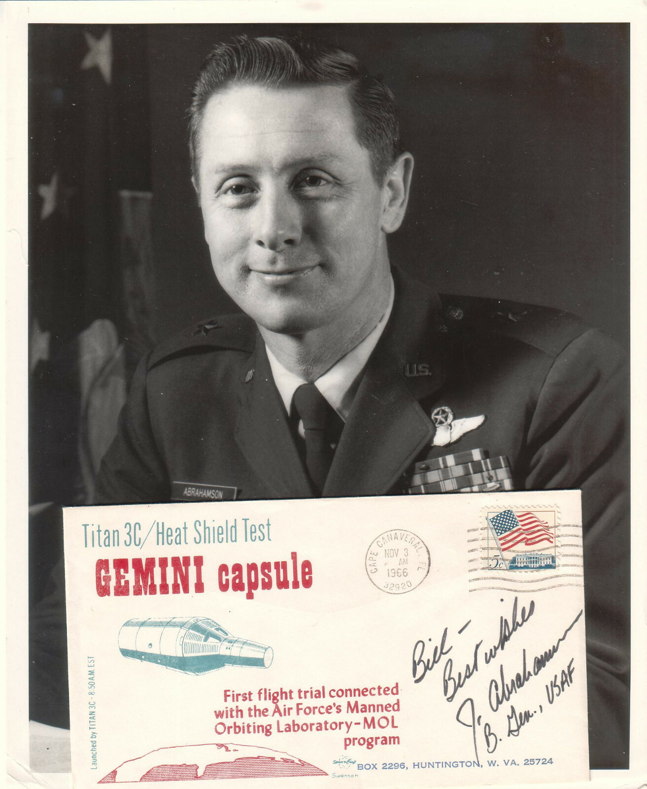 1966 cover Titan 3C/MOL signed Brig General James Abrahamson & unsigned ...