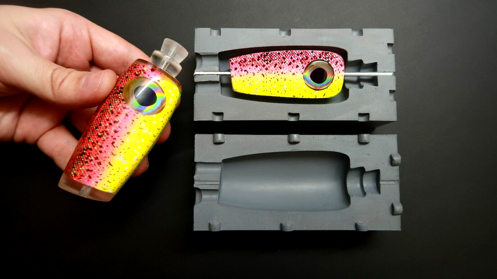 Two Mold Kit + 3D eyes for Large 250 g Trolling Lures for Tuna, Marlin ...