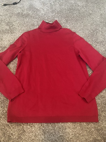 Talbots Womens Sweater Medium Red Turtleneck Knit Layering Cotton Base ...