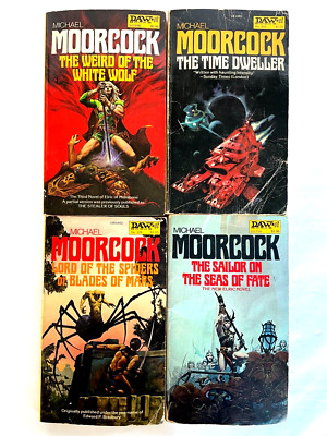 4 Moorcock DAW Science Fiction Paperbacks, Time Dweller, Spiders, White ...