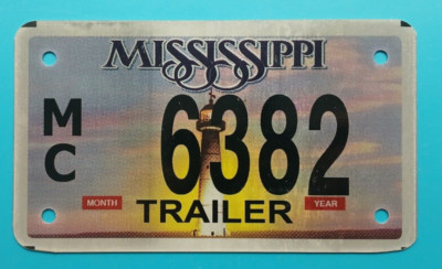 🐾 2007 MISSISSIPPI "MOTORCYCLE TRAILER" LICENSE PLATE (6382) | eBay