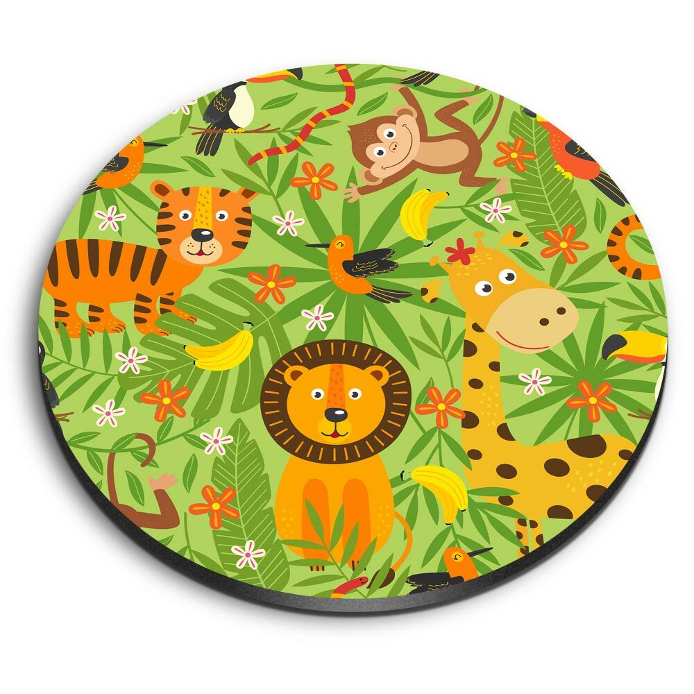 Round MDF Magnets - Jungle Animals Monkey Lion Zebra Giraffe #45445 ...