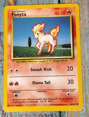Pokemon Card Ponyta 60/102 Base Set Basic Common 1999 (#3) | eBay