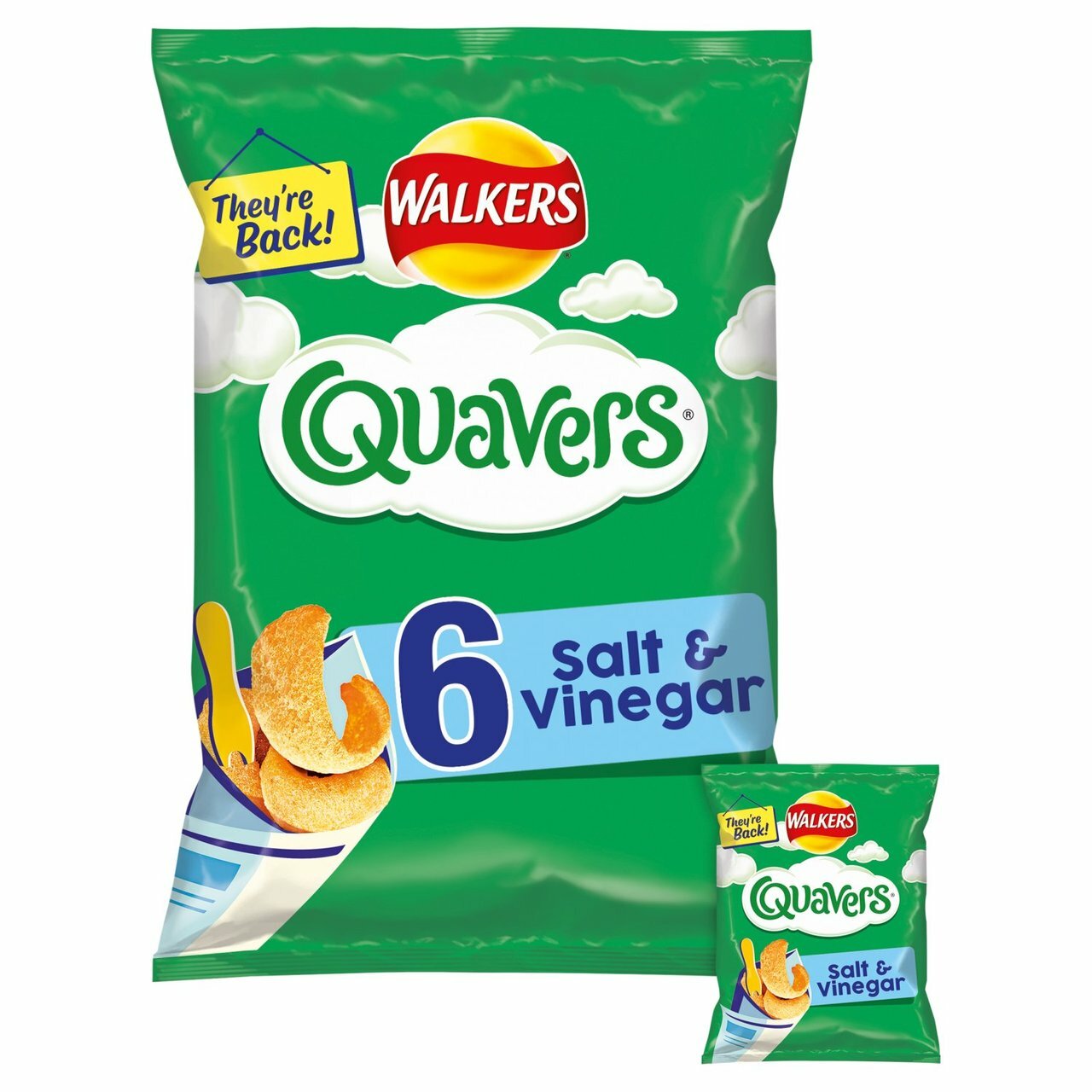 WALKERS CRISPS QUAVERS PRAWN COCKTAIL SALT & VINEGAR MULTIPACKS 6 PACK ...