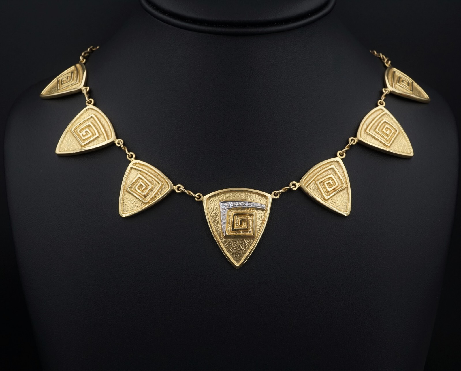Larry Golsh Necklace 18k Gold Diamond Shield Panel Pala Mission 18 ...