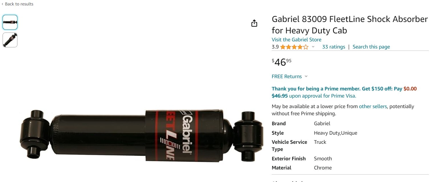 Suspension Shock Absorber-Cab Shock Gabriel 83009 | eBay