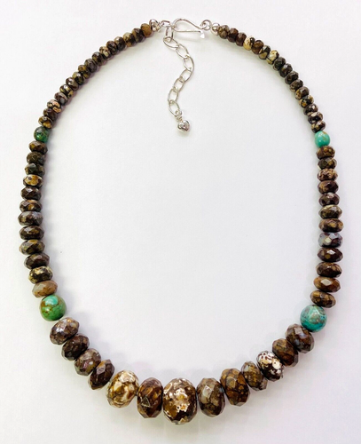 HSN Jay King Sterling Brown Confetti Opal & New Red Skin Turquoise Bead ...