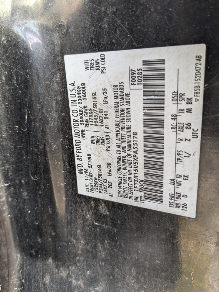 1999 Ford Ranger Stepside Flareside Truck Bed Black No Tailgate | eBay