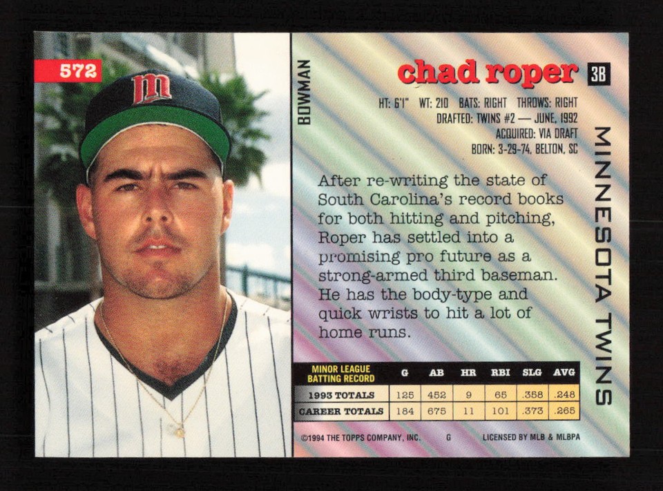 1994 Bowman Chad Roper #572 | eBay