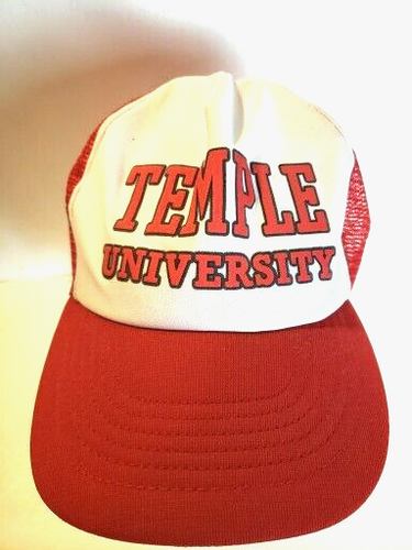 VINTAGE Temple University Snapback Trucker Hat Cap Foam Mesh Red And ...