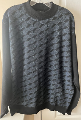 Chereskin Sweater Men's XXL Crewneck Black Geometric Print Long Sleeve ...