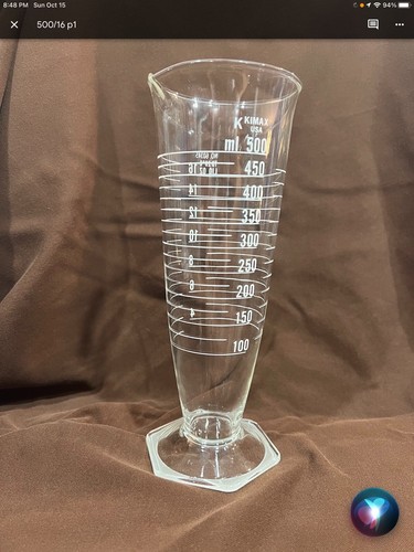 kimax etched glass pharmaceutical graduated conical beaker 500ml | eBay