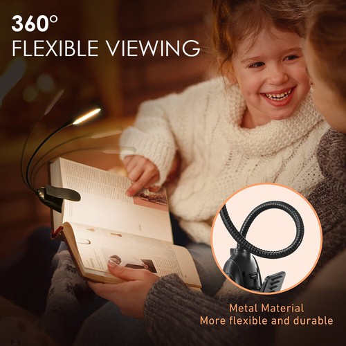 LED Reading Light Clip On Bed Rechargeable Stand Light Book Reading ...