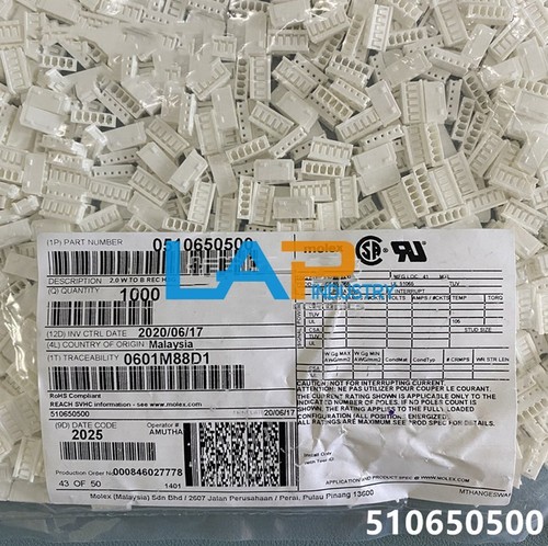 1000PCS/pack NEW Connector 510650500 51065-0500 5P Plastic Shell 2.0MM ...