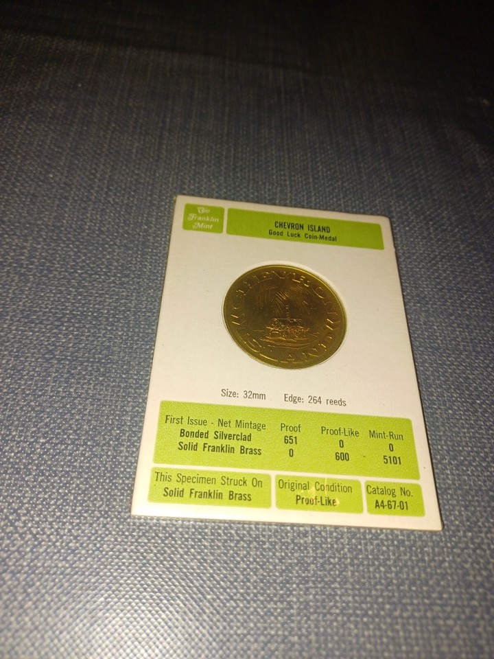 Franklin Mint Medal - Chevron Island - 32mm - Mint Proof- like Brass ...